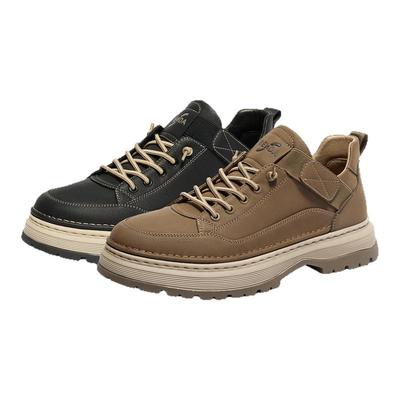 森达工装板鞋男春秋商场同款低帮免系带真皮休闲运动板鞋1SR01DM4