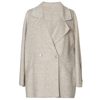 罗衣轻奢100%绵羊毛短款毛呢外套