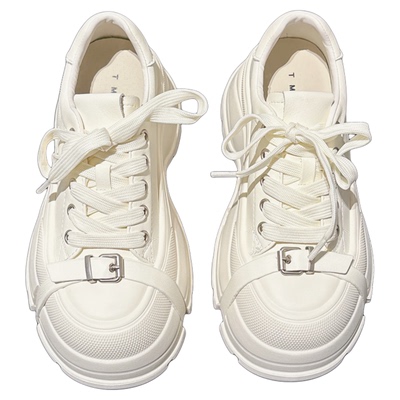 6CM增高~巨轻厚底真皮小白鞋女