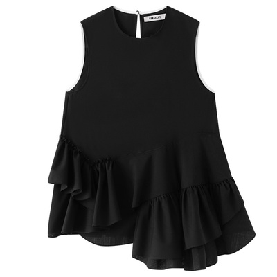 VERSELET黑色花苞羊毛修身上衣