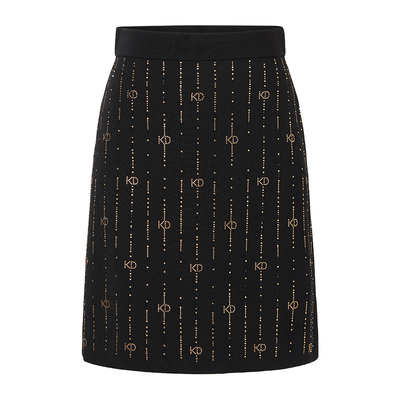 kodice黑色烫钻针织短款半身裙