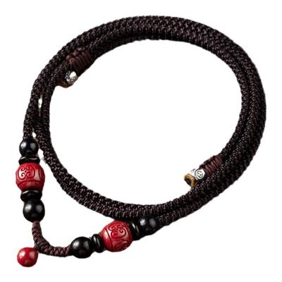 原创手工编织紫金朱砂吊坠绳项链