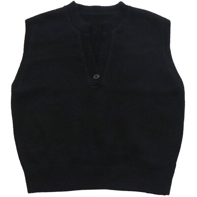 混纺V领无袖针织衫背心