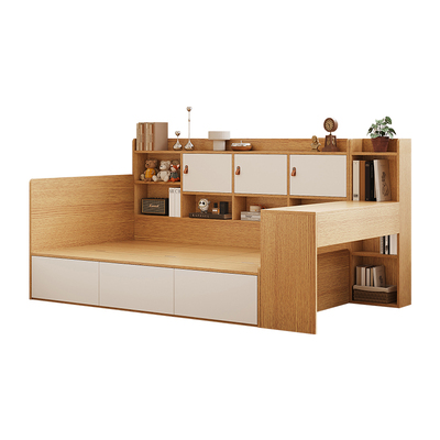 榻榻米床书桌书架一体多功能储物