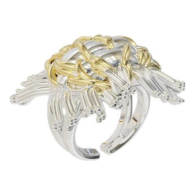 Dare买手店JUUNNGLE洲谷 编织粗花呢流苏开口戒复古夸张轻奢戒指