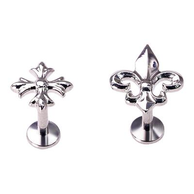 玖克罗心钛合金十字鸢尾花耳钉