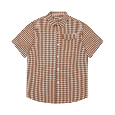 Lastresortab纯棉短袖格子衬衫