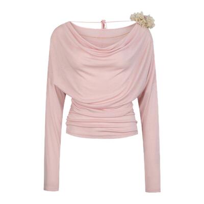 ARTE PURA 2026春夏新款雪纺花朵荡领针织上衣女可拆卸水晶链上衣