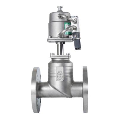 气控阀门法兰截止阀门切断阀塑料头配带电磁阀蒸汽DC24VAC220DN50