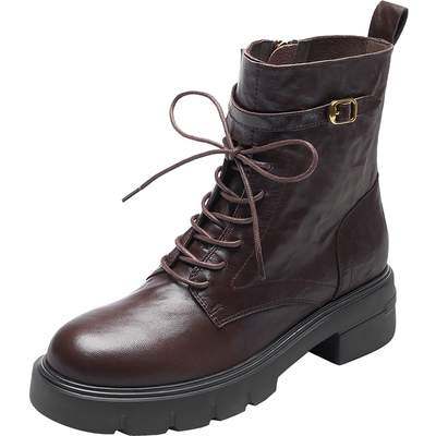 莱尔斯丹粗跟厚底马丁短靴子女士