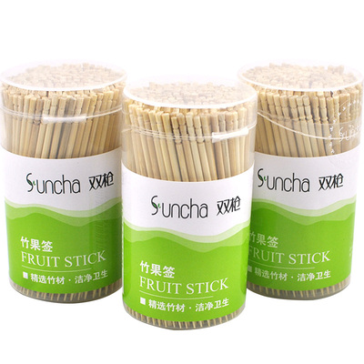 双枪竹果签水果签一次性水果叉