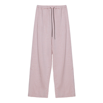 Dotdrobe亚麻混纺抽绳松紧阔腿裤