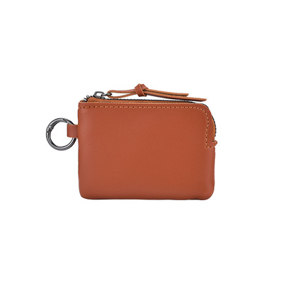 新款牛皮质感挂脖零钱包