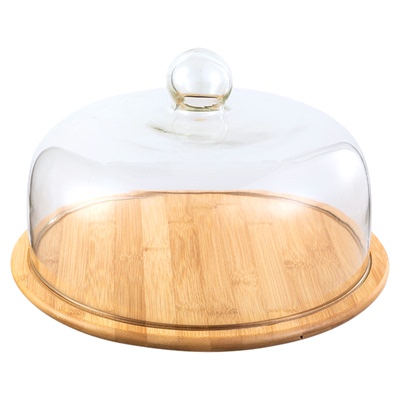 带盖子透明玻璃罩甜品蛋糕托盘