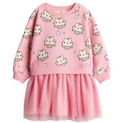 HM2026春季童装女童连衣裙春季印花薄纱卫衣公主裙1247228