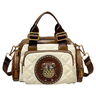 CallmeKitten高级感重工猫头鹰刺绣波士顿包包2026新款轻奢枕头包