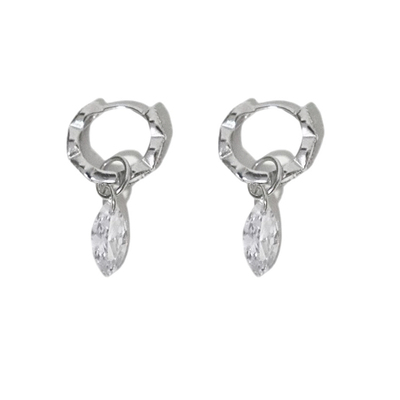 GGXR 海莉同款 白色锆石马眼钻吊坠可拆卸耳环无耳洞耳夹