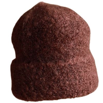 超幼马海毛圈圈纱保暖毛线帽