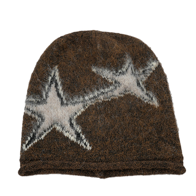 星星复古酷感～大版拉毛包头帽