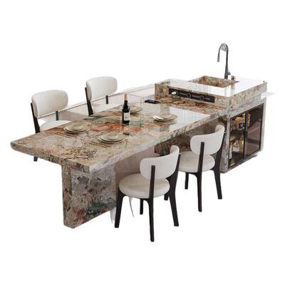 兰朵达岩板岛台可定制插座水槽灯