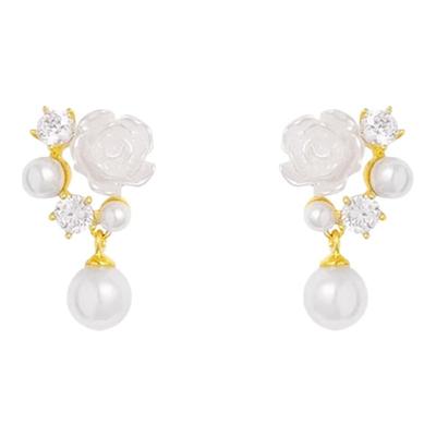 设计感法式气质山茶花银针耳环