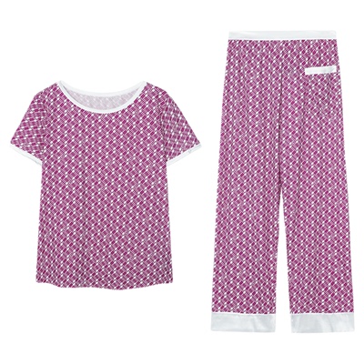LizaCheng春夏休闲可外穿家居服LOGO印花纯棉全棉睡衣套装LL00284