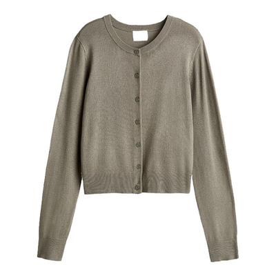 HM女装毛针织衫夏季慵懒内搭舒适打底衫开衫外套0579541