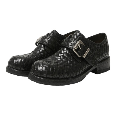 【手工编织】mischa&vibram 2026新款 编织德比鞋女 一脚蹬小皮鞋