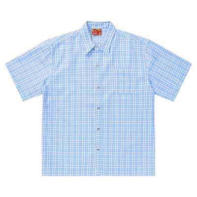 美式质感短袖大码嘻哈格子衬衫