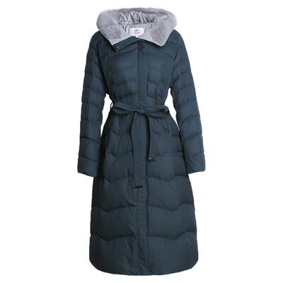 JAN AN NO简爱诺连帽水貂毛领长款白鹅绒羽绒服外套冬J2060217YR