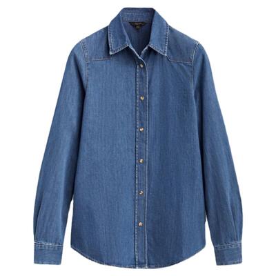 MD修身复古单排扣长袖纯棉衬衣