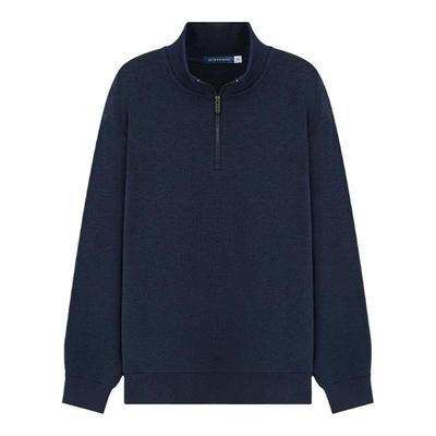 【美利奴羊毛】十如仕法式罗纹半拉链复古风羊毛衫男针织卫衣FS08