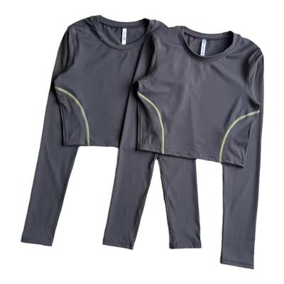 透气修身紧身短款露脐长袖健身衣