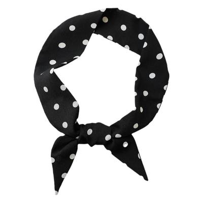 黑白波点包包手柄缠带脖子小丝巾