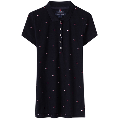 Tommy女装绣标五粒扣短袖POLO衫