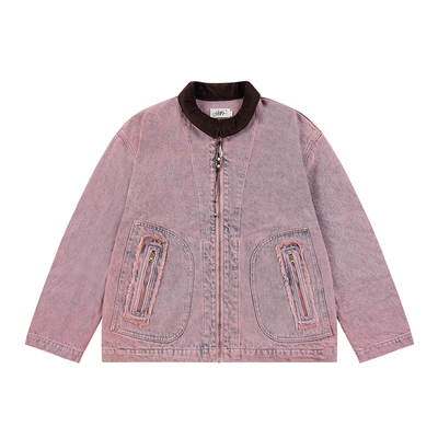 GOODBAI 916 套色牛仔翻领拉链重工外套