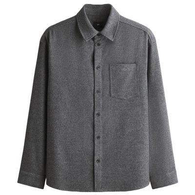 HM男装衬衫冬季宽松内搭冬装梭织面料外套式衬衣1300953