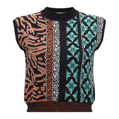 DVF条纹提花无袖针织上衣