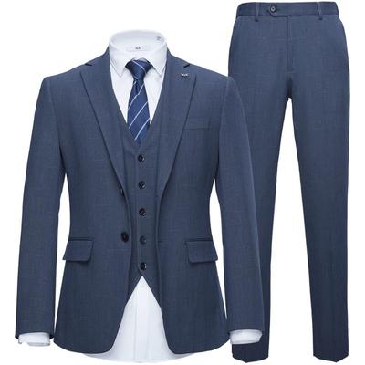 海澜之家平驳领条纹商务西服套装