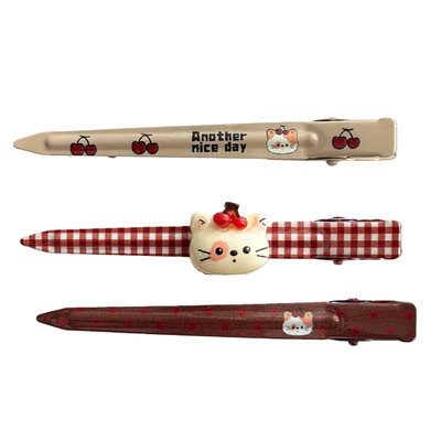 咖红色定位发夹一字无痕化妆夹子