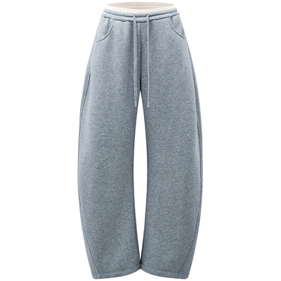 轻运动风双腰头奥立绒加绒卫裤