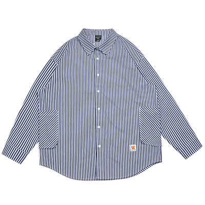 韦恩泽维尔翻领长袖休闲条纹衬衫