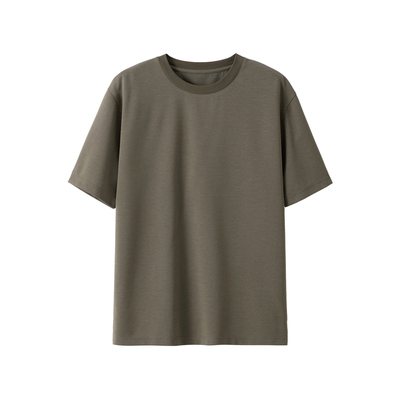 液氨垂挺长绒棉混纺标准圆领T恤