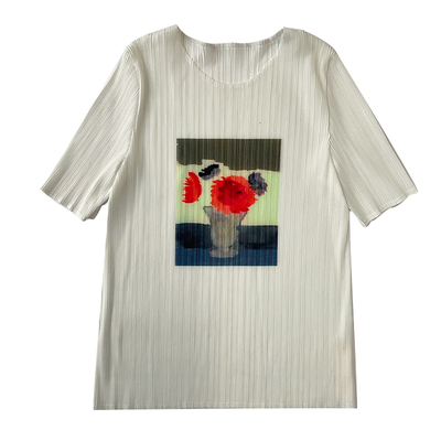 TLonely1 marginal man 褶皱复古短袖印花t恤