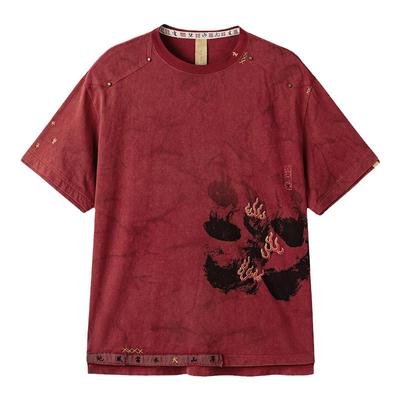 碧海潮生火神国潮纯棉短袖t恤