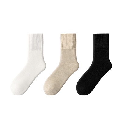 派米羊毛中筒袜子女秋冬加厚保暖
