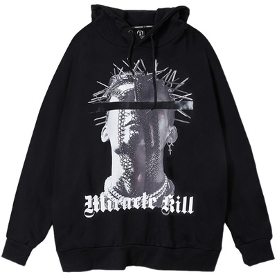 秋冬创意人物印花休闲套头卫衣