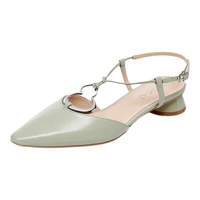 接吻猫夏季牛皮尖头气质时装凉鞋