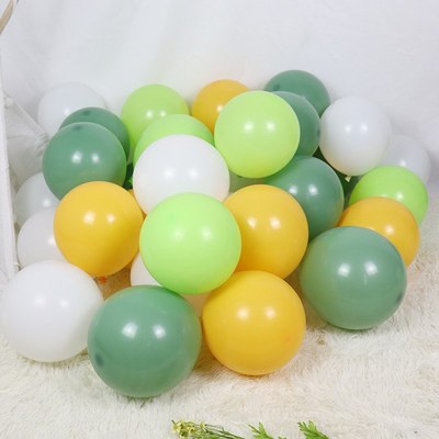 复古橄榄绿牛油果绿豆沙绿色白色布置森林气球装饰汽球生日系儿童