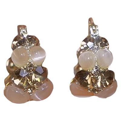 U型猫眼石耳环秋冬2024新款轻奢高级感耳钉小众设计耳扣耳饰女潮